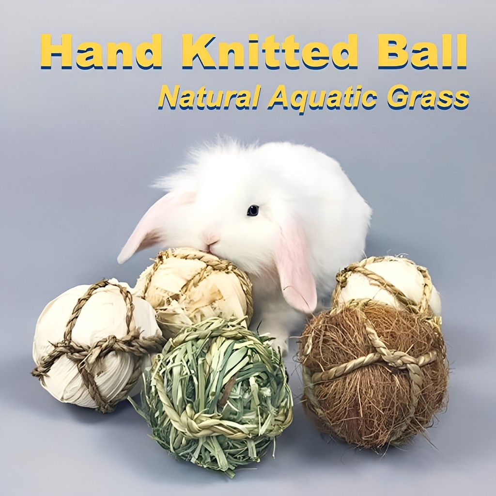 Rabbit Hamster Guinea Pig Molar Chew Toy - Water Grass Rattan Ball ...