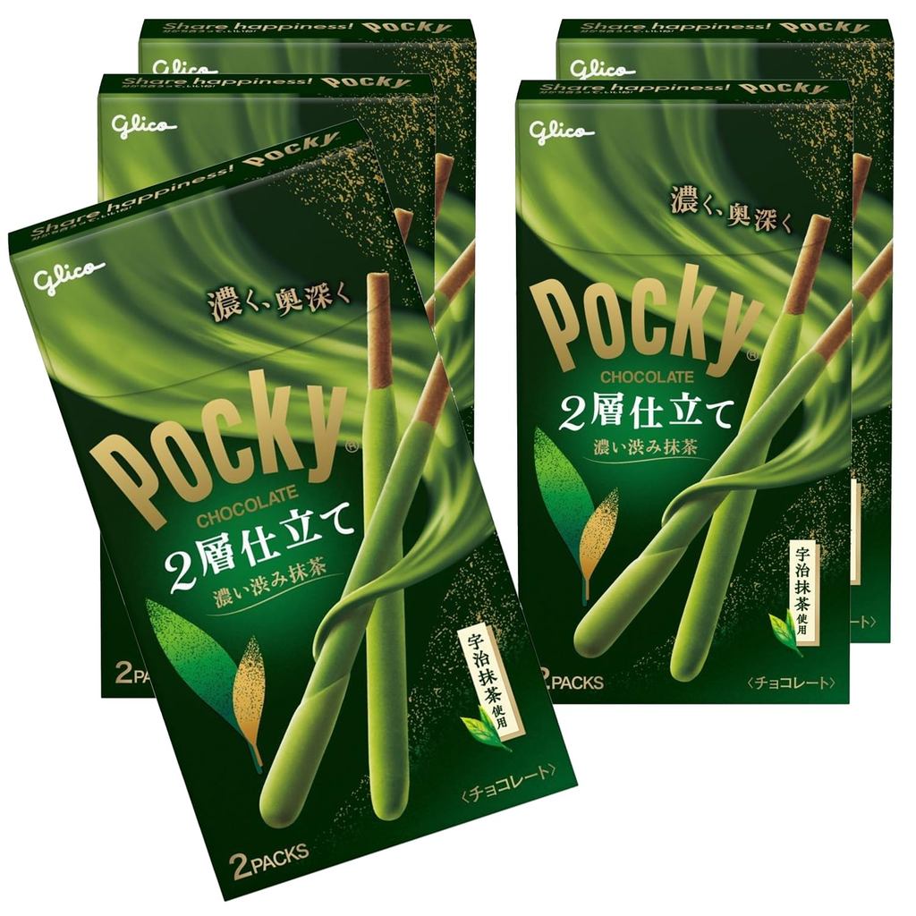 Ezaki Glico Pocky, 2-Layered, Rich Matcha Flavor, Ezaki Glico Snacks ...
