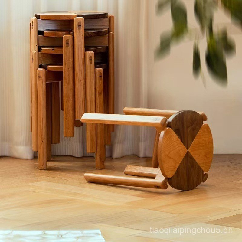 Four-leaf Clover Small Stool Home Use Small Stool Cherry Wood Solid ...