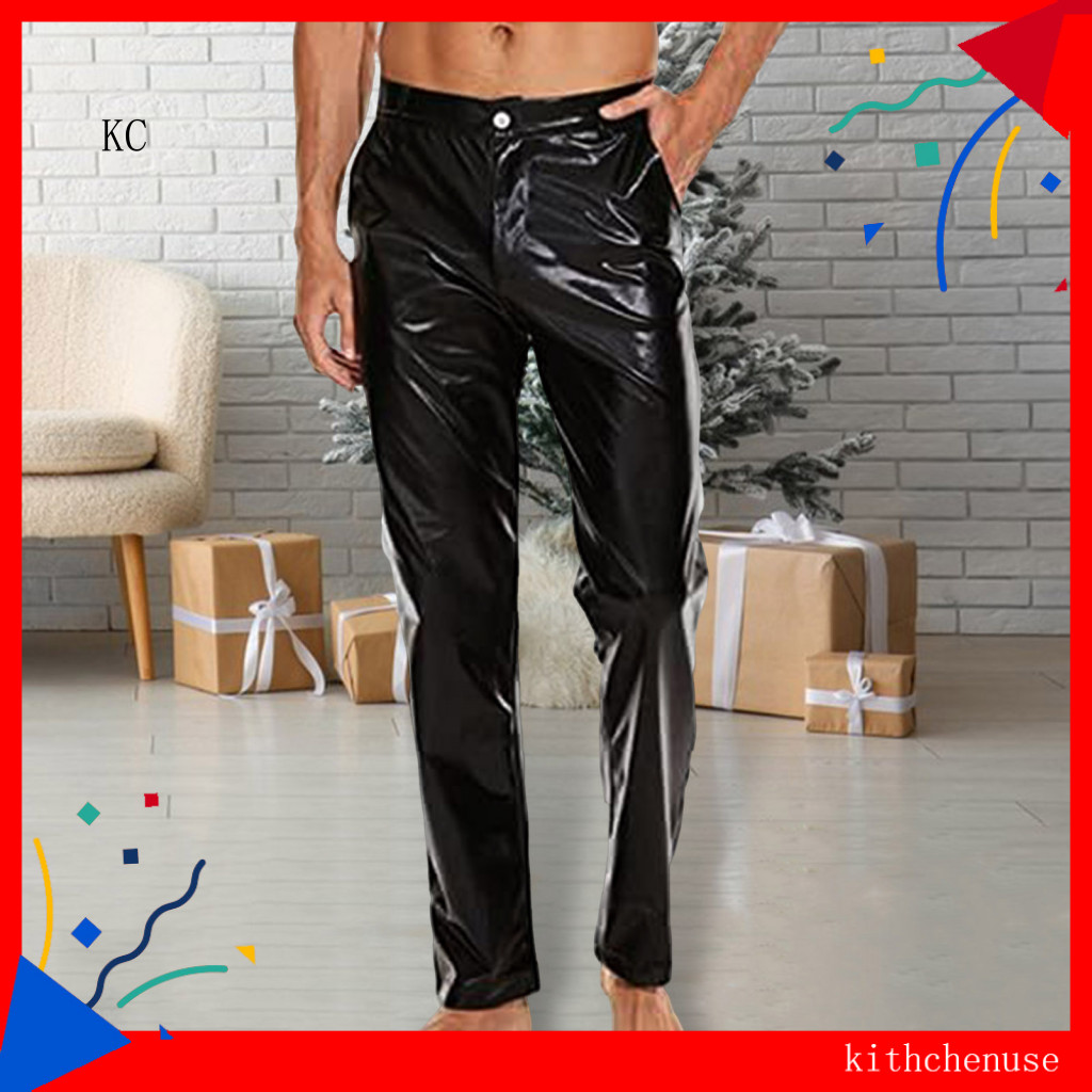 [KC] Men's pants are shiny and more shiny under the light fashionable ...