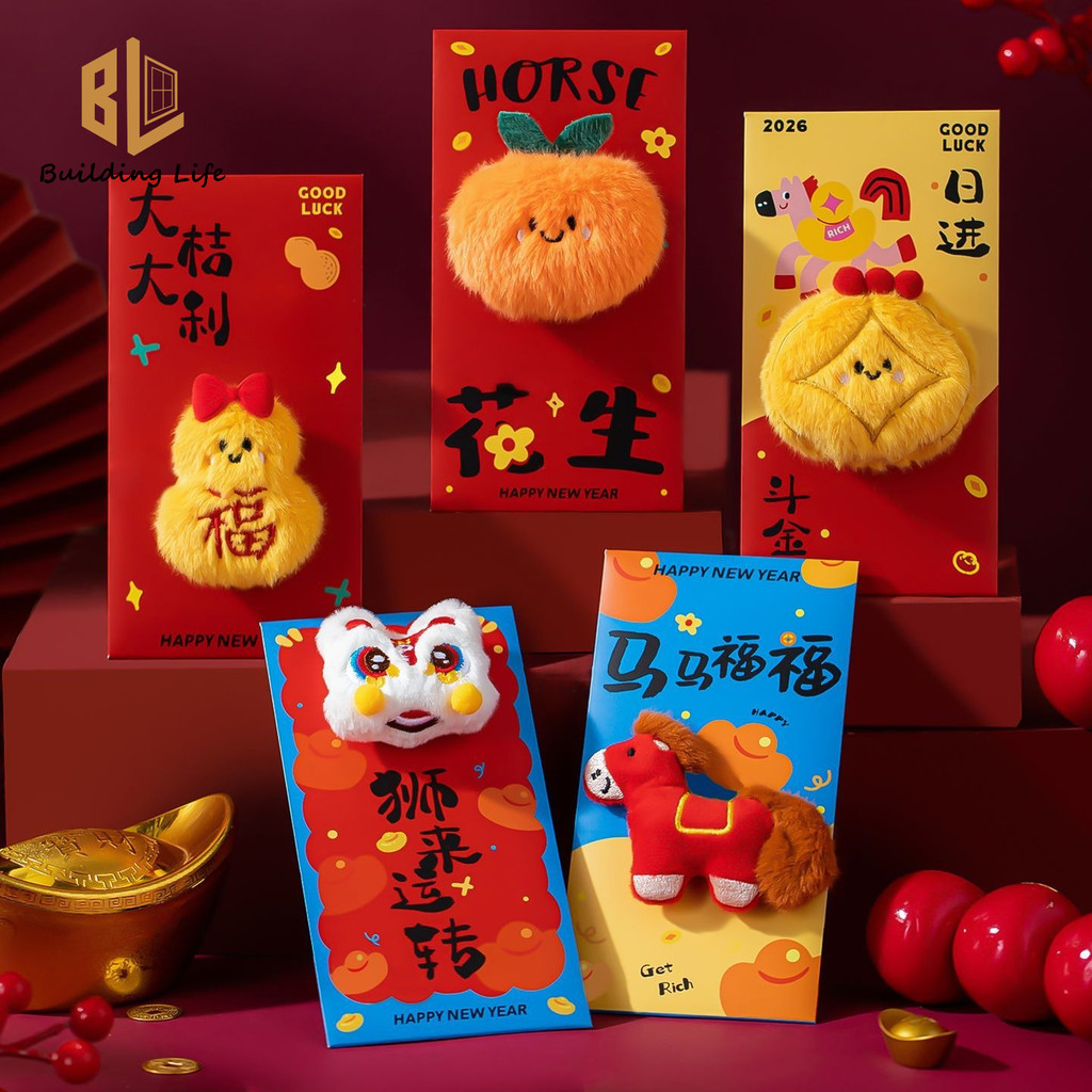 New Year Red Packet 2026 3D Plush Horse Decoration Creative Cartoon Ang ...