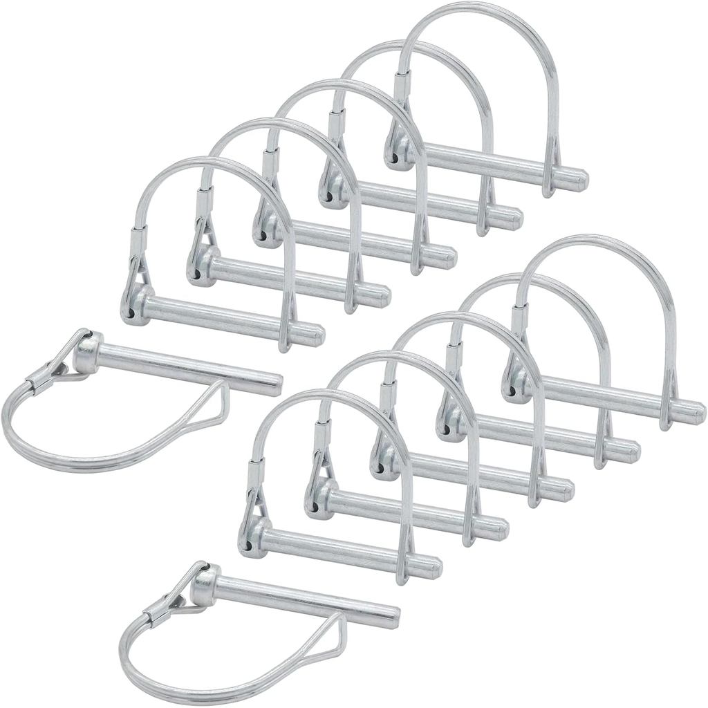 12 Pcs 1/4 x 2 Inch Wire Lock Pins, Heavy Duty Zinc Plated Pto Hitch ...