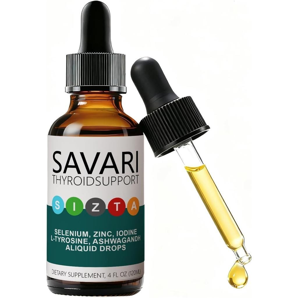 Savari Thyroid Support Drops with Selenium, Zinc, Iodine, L-tyrosine ...