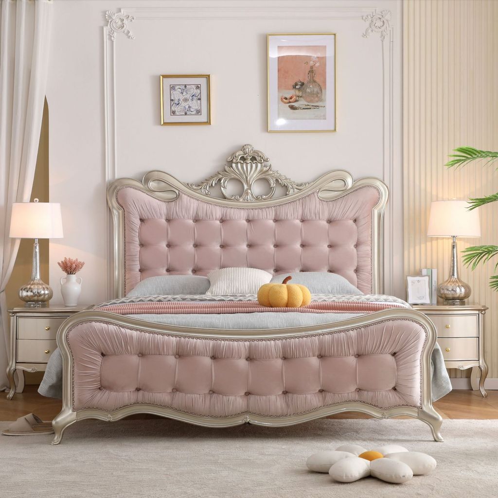 American-style light luxury solid wood bed1Rice8Master Bedroom Double ...