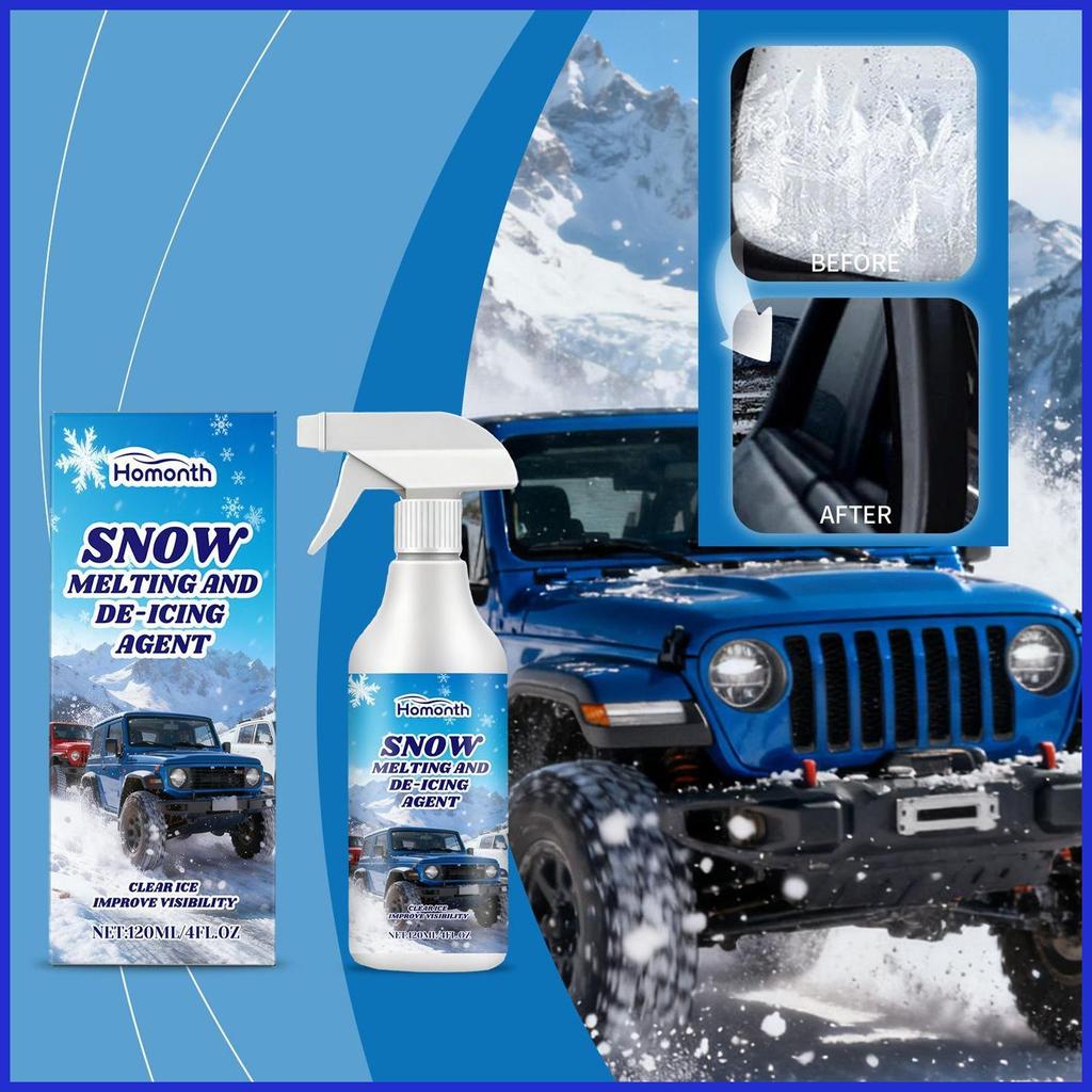 Windshield Ice Melt Spray 120ML Fast-Acting Glass Snow Remover Agent ...