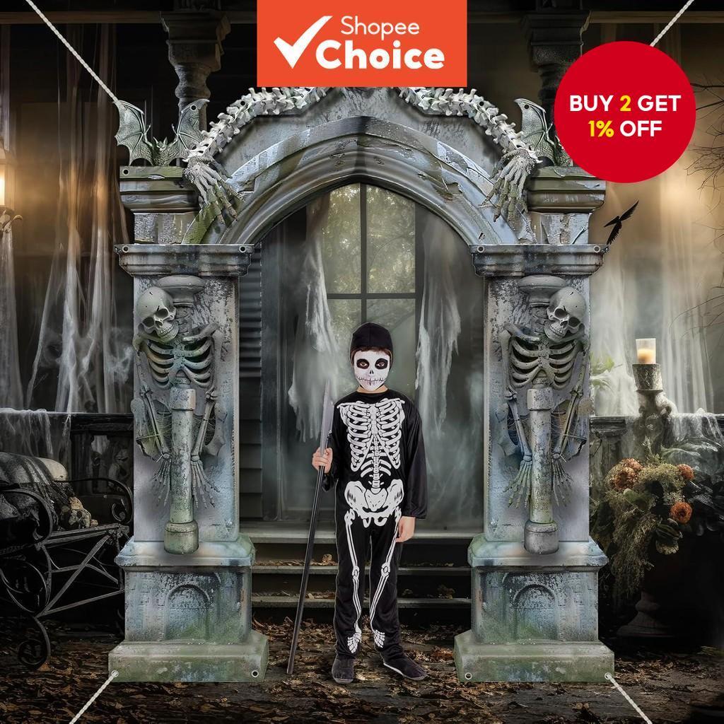 Halloween Skeleton Party Decorations Scary Tombstones Door Banner ...