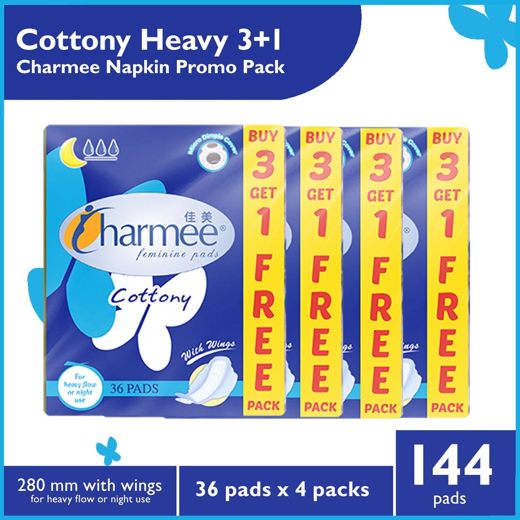 Charmee Cottony Heavy Flow 9s Buy 3 Get 1 Free Pack Set of 4 | Shopee ...