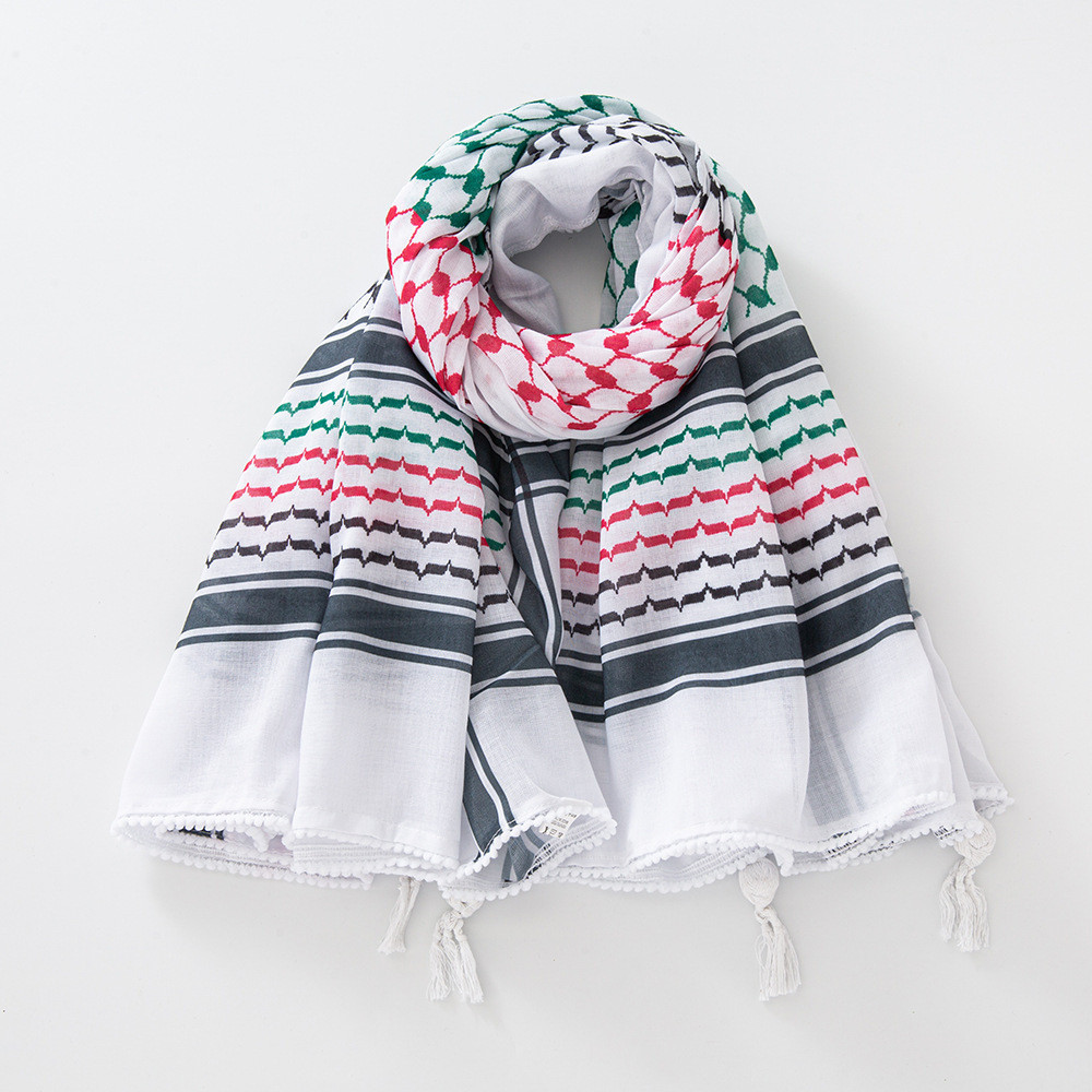 Alpha Turban Arabic Scarf Puff Edge Palestinian Printed Square Scarf ...