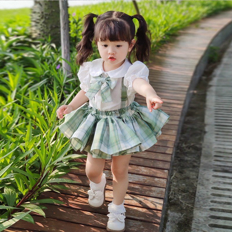 Little Girl jk Uniform Suit Summer Baby Preppy Style Suspender Skirt ...