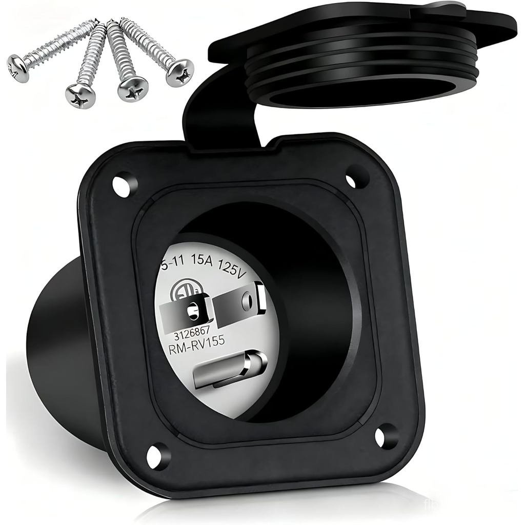 SVNR 15 Amp Flanged Inlet 125V, NEMA 5-15P Power Male Inlet Plug ETL ...