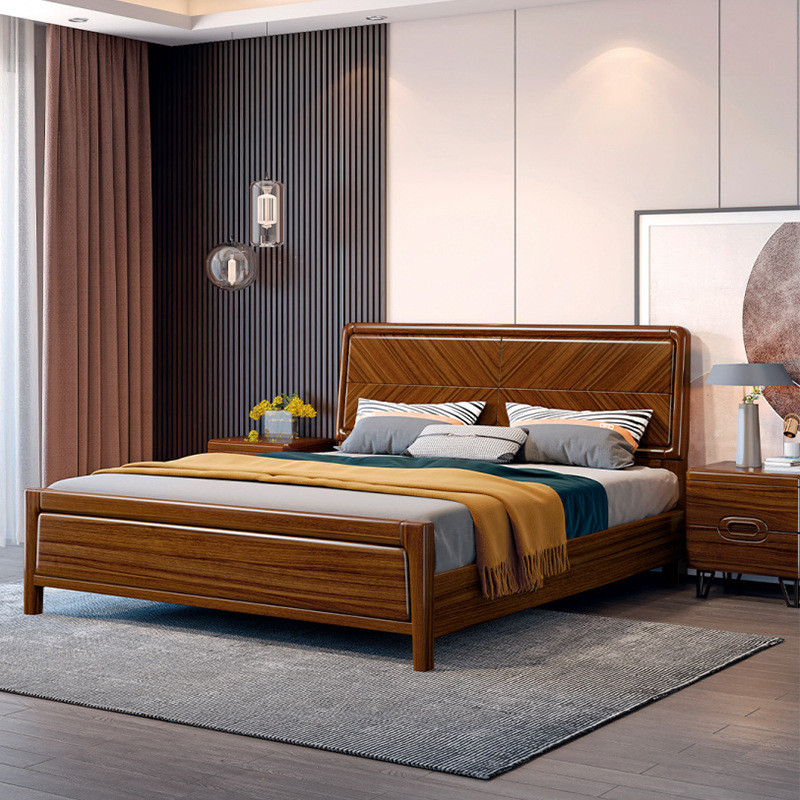 New Chinese Style Black Walnut Solid Wood Bed1.8High Storage Bed ...