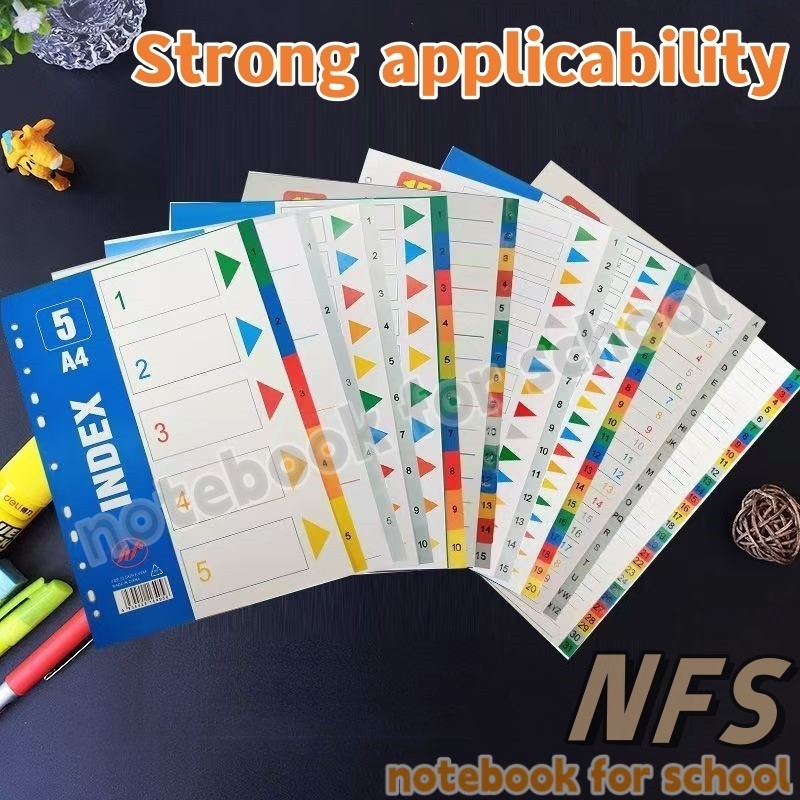 NFS A4 Index Separator 12 Pages Numbers Loose-leaf Dividers Multi ...