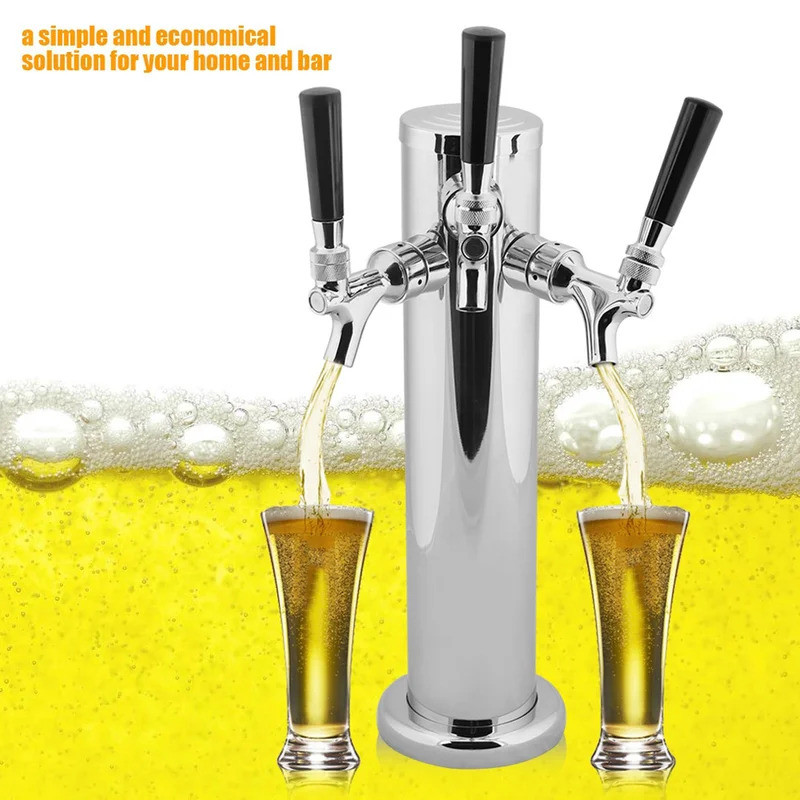 Tap Beer Dispenser Stainless Steel Triple Tap 3 Faucets Draft Beer ...