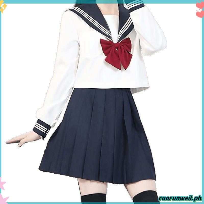 Japanese School Girl Uniform Plus Size JK Black Sailor Basic Cartoon Navy Sailor Uniform sets ...