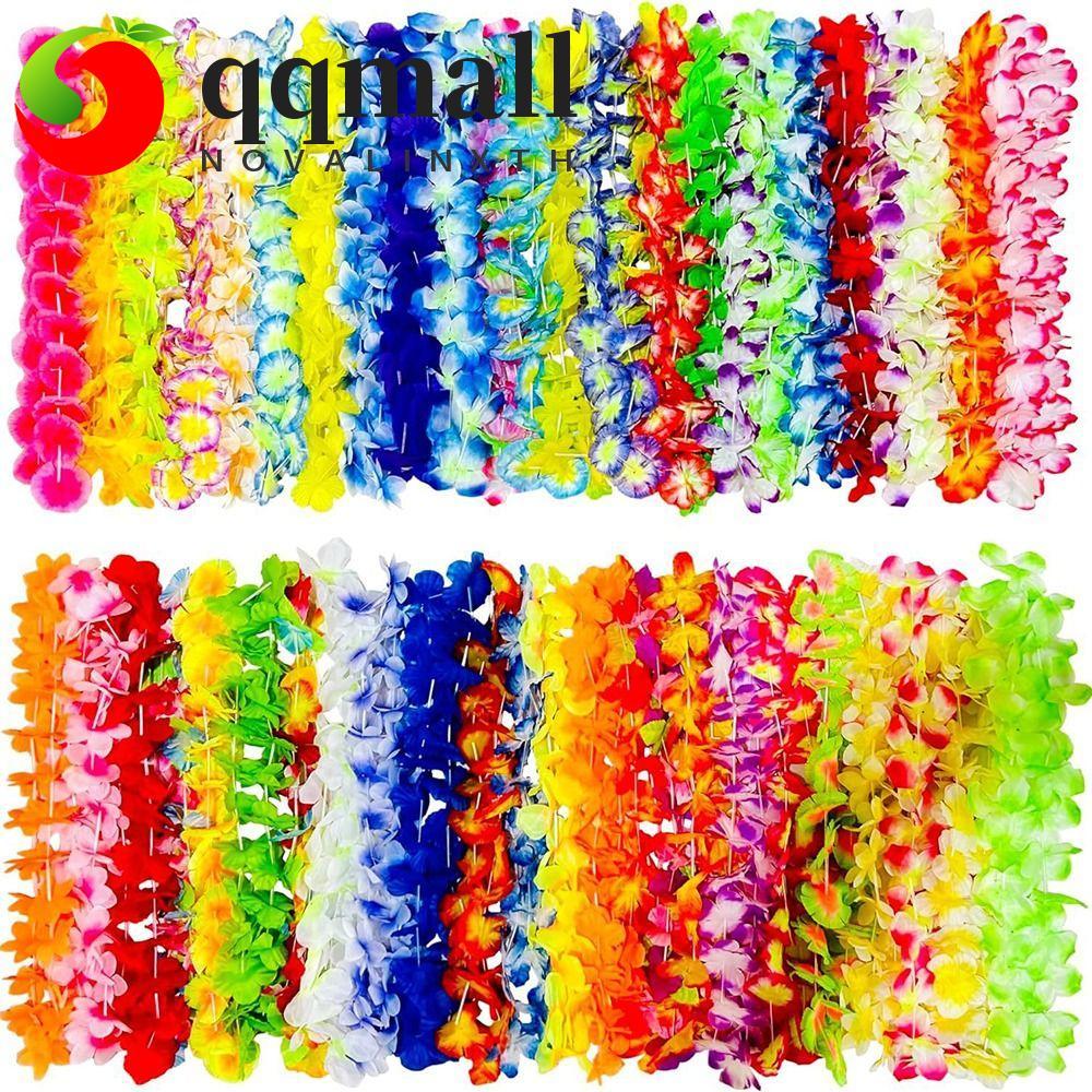 QQMALL 24/50/100Pcs Hawaiian Leis, Artificial Colorful Silk Flower ...