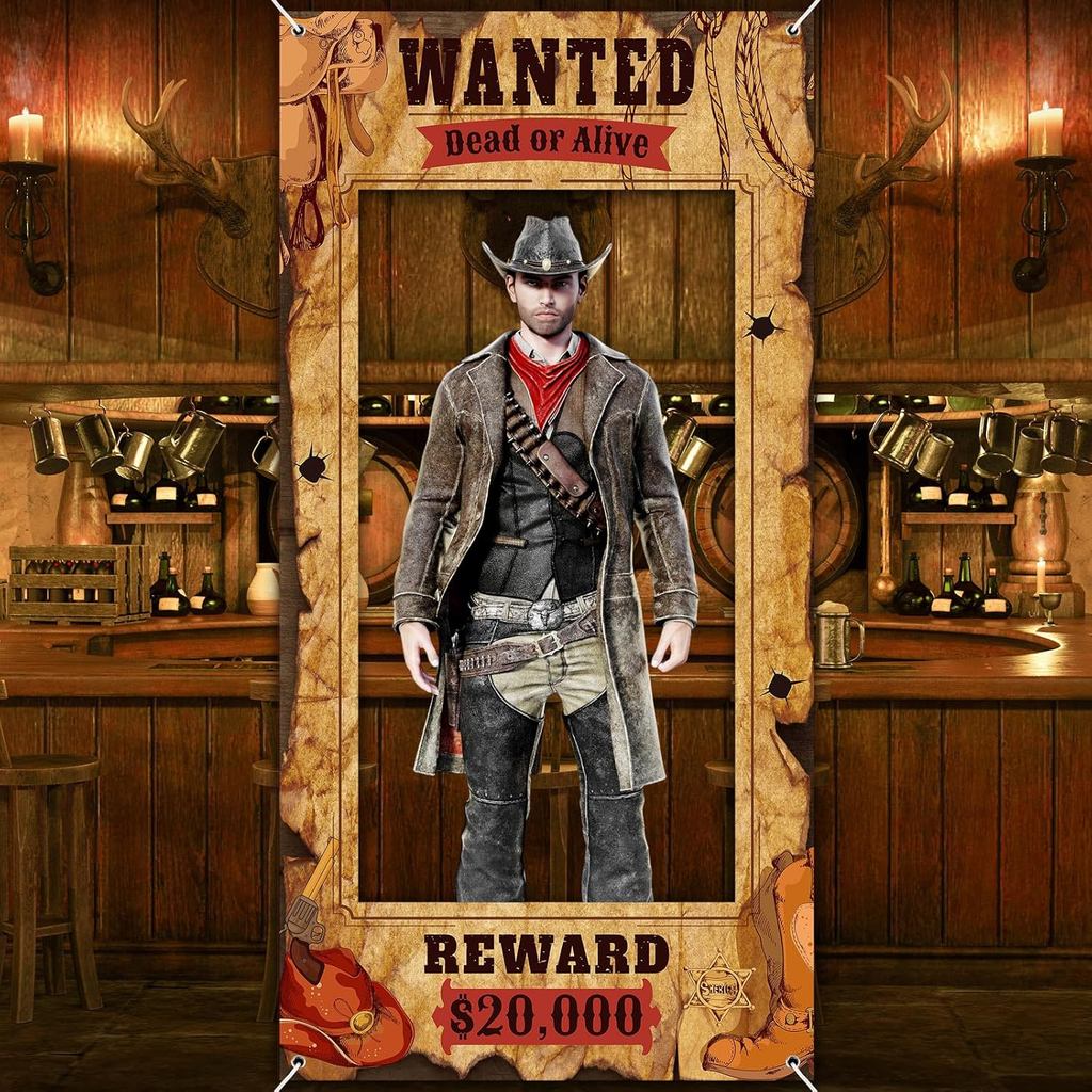 Funrous Western Wanted Photo Booth Prop Large Wild West Selfie Frame ...