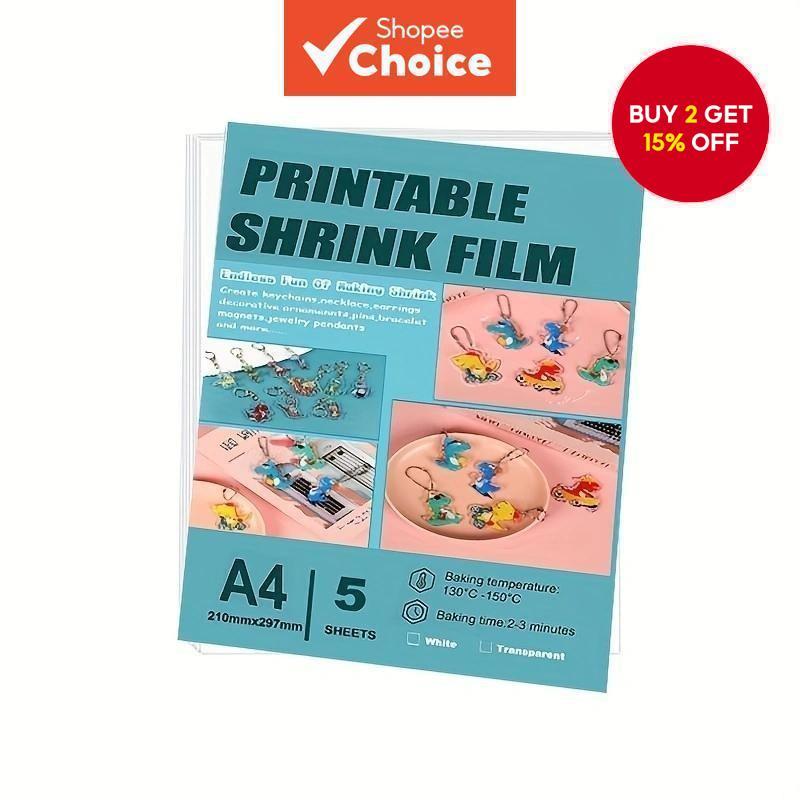 5pcs A4 Shrink Film Papers 0.3mm Thickness White/translucent Inkjet ...