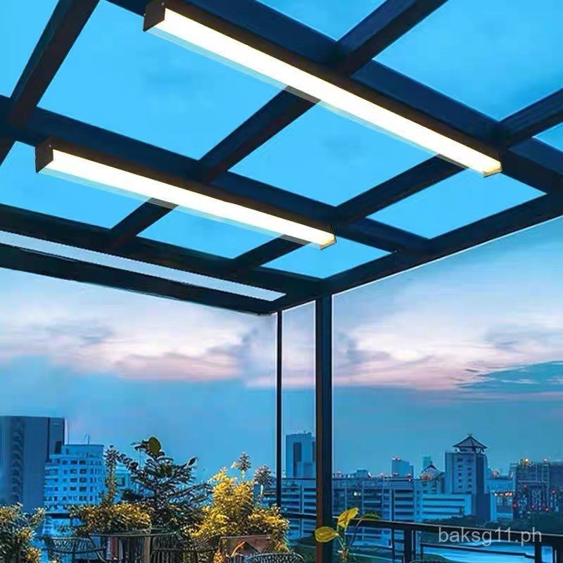 Outdoor Long Strip Wall Lamp for Sunroom, Double Lampshade Long Strip ...