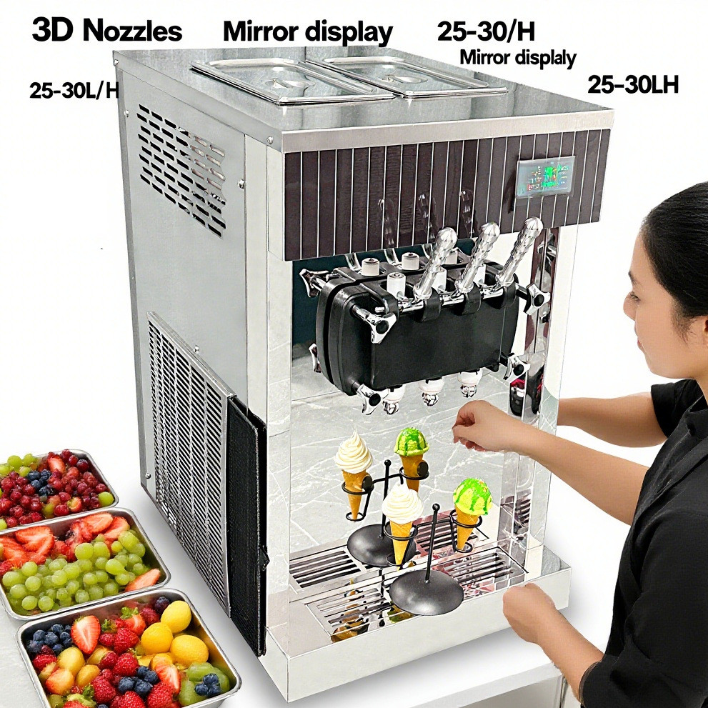 New Mirror Surface Soft Serve Ice Cream Machine Desktop DIY Ice Cream ...