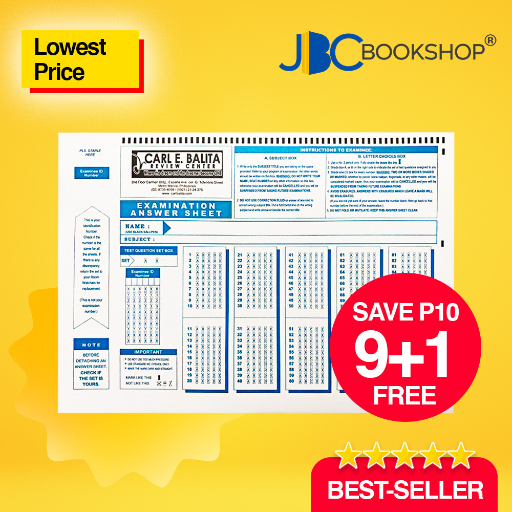 CBRC 9 + 1 FREE Examination Answer Scantron Sheets Carl Balita | Shopee ...