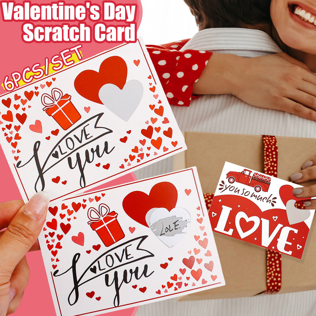 6Pcs Valentine's Day Scratch-Off Card Wedding Anniversary Creative ...