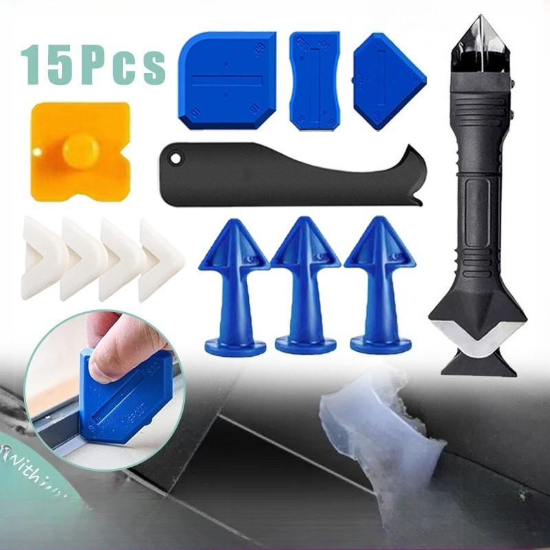 Silicone Caulk Finishing Tool Kit for Multi-Surface, Grout Removal ...