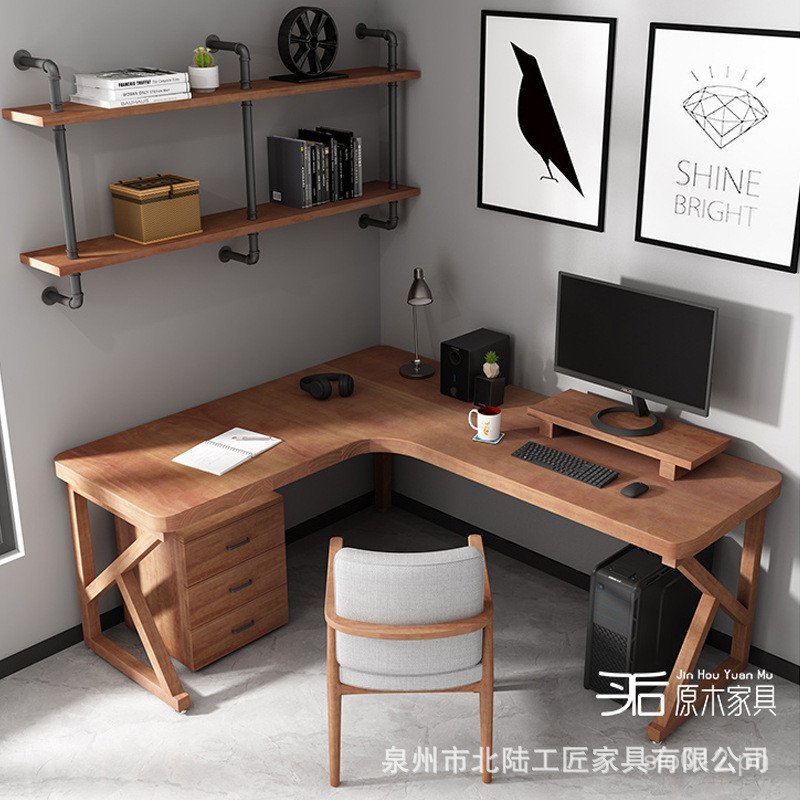 Integrated Corner L Corner-shaped Bedroom Corner Writing Desk Bookshelf ...