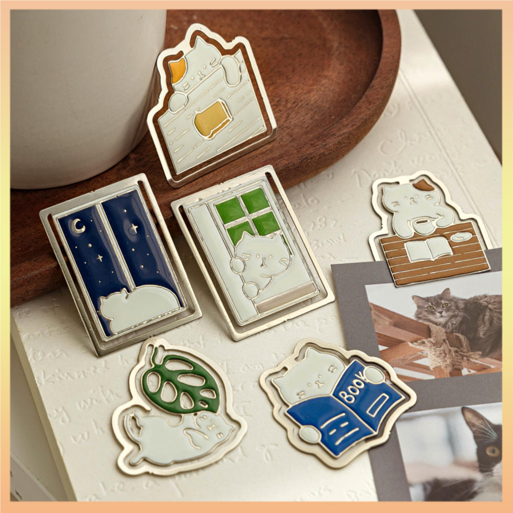 Sleek Kitten Book Marker Slim Cute White Metal Bookmark Elegant ...