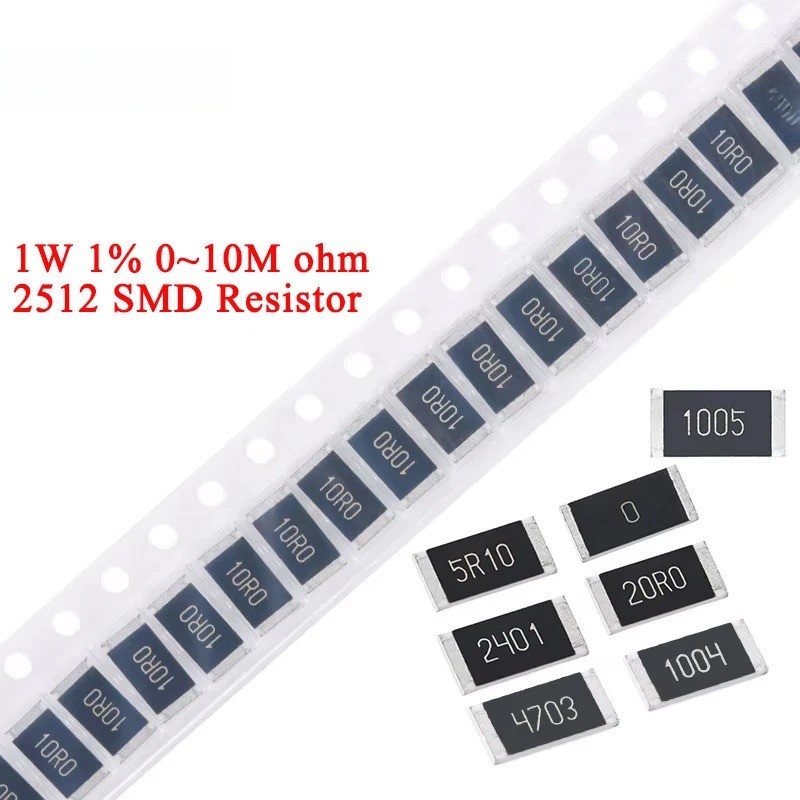 50pcs 2512 SMD Resistor 1% 0~10M 1W 0 0.03 3.3 5.6 12 20 30 36 47 51 82 ...