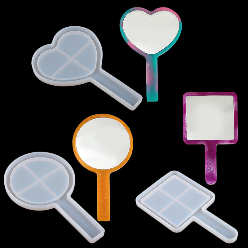 DIY Crystal Epoxy Mirror Mold Handmade Square Heart Shape Square Mirror ...