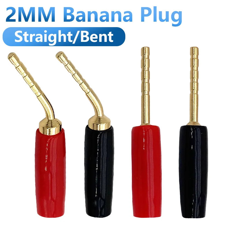 2mm Banana Wire Cable Bend Pin Plug Connector Banana Screw Sock Speaker ...