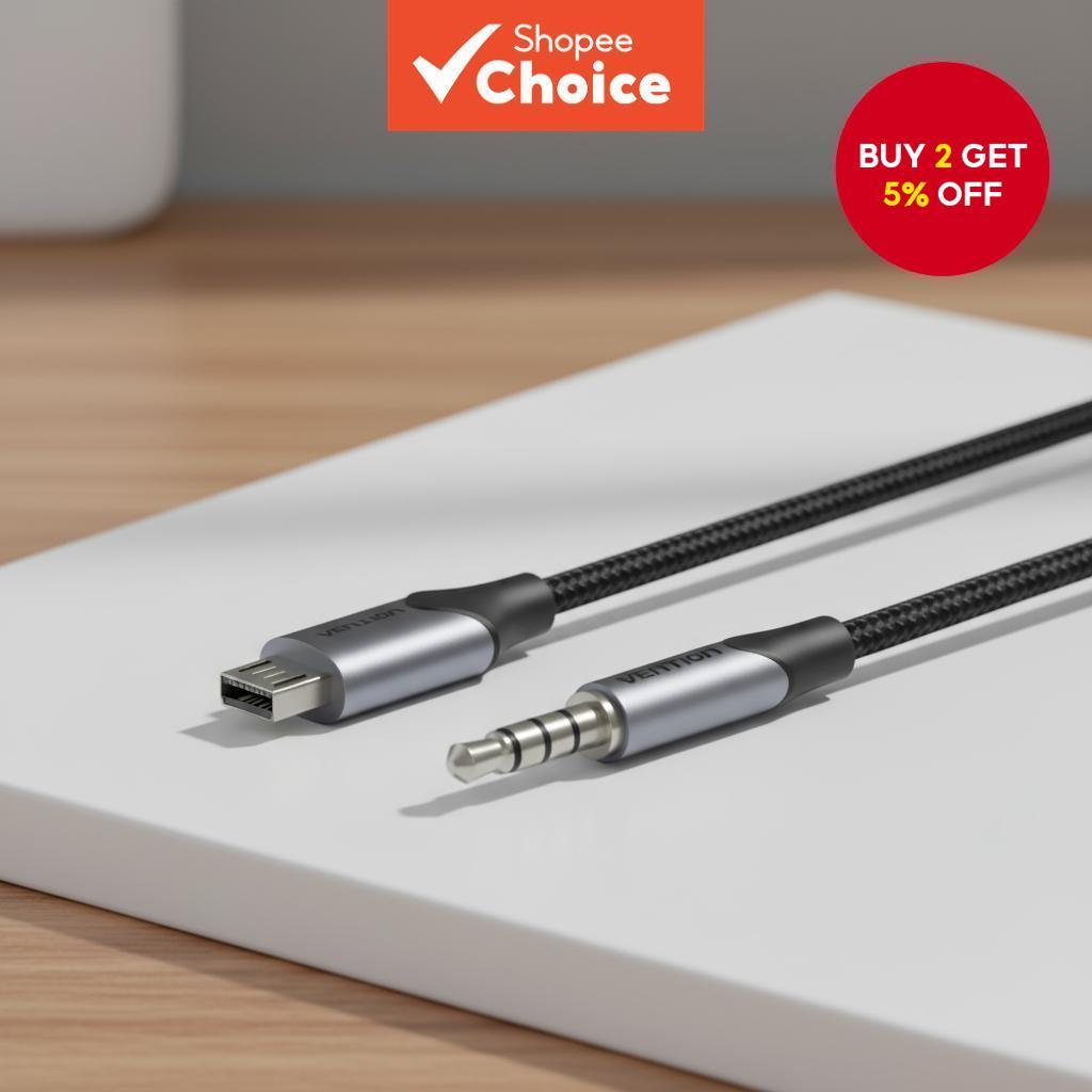 Vention Micro USB to 3.5mm Cable for Live Streaming, Sound Card ...