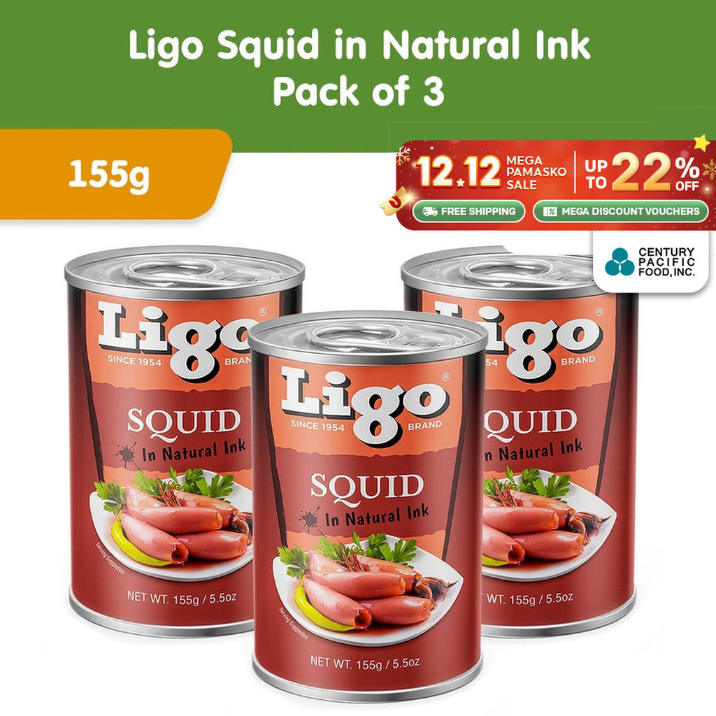 Ligo Squid in Natural Ink 155g (Pack of 3) | Shopee Philippines