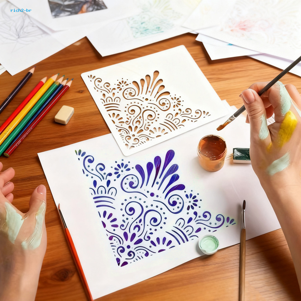 Curly Grass Stencil Design Painting Stencil Template 11.8 Inch Reusable ...