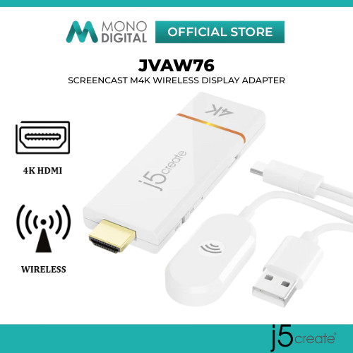 J5CREATE JVAW76 SCREENCAST 4K WIRELESS DISPLAY ADAPTER FOR TV MONITOR ...