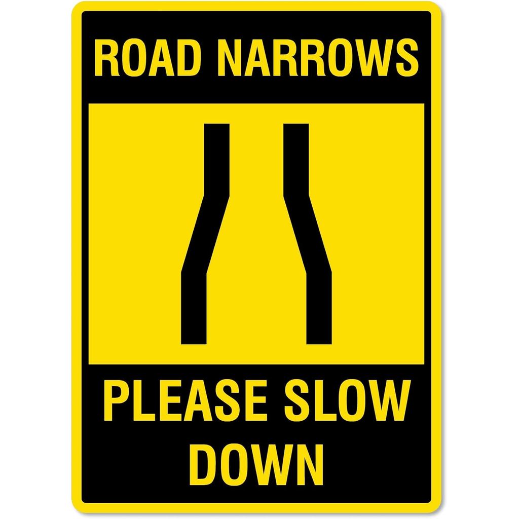 Road Narrows Please Slow Down Sign Traffic and Parking Metal Tin Sign 12x16 Inches | Shopee ...