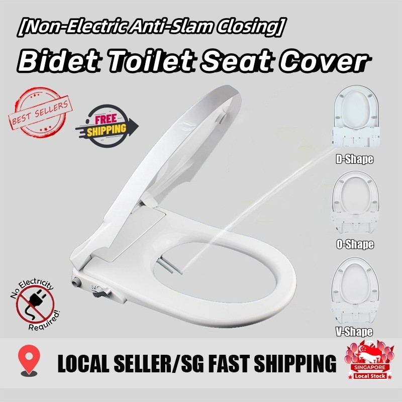 SG STOCK NonElectric Bidet Toilet Seat Cover AntiSlam Closing Toilet ...