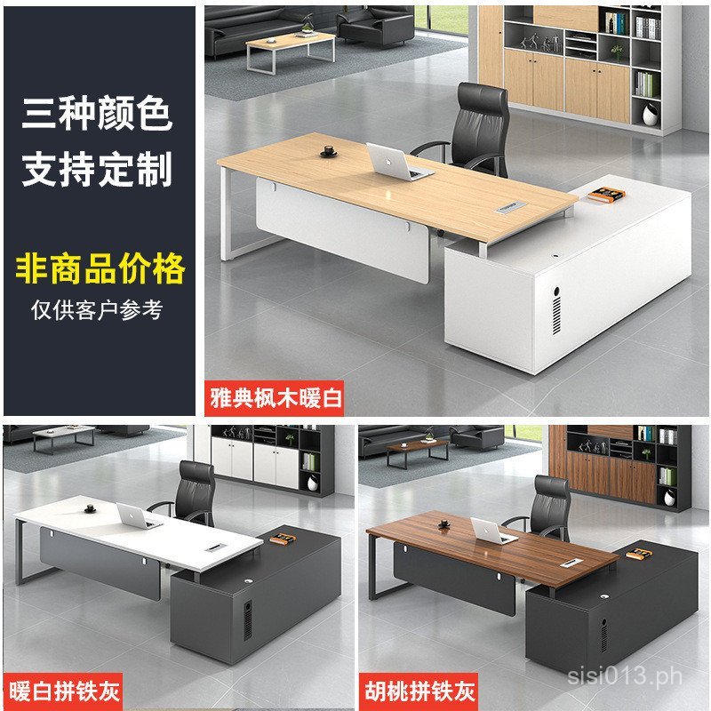 White and Gray Combination Desk and Chair Office President's Desk ...
