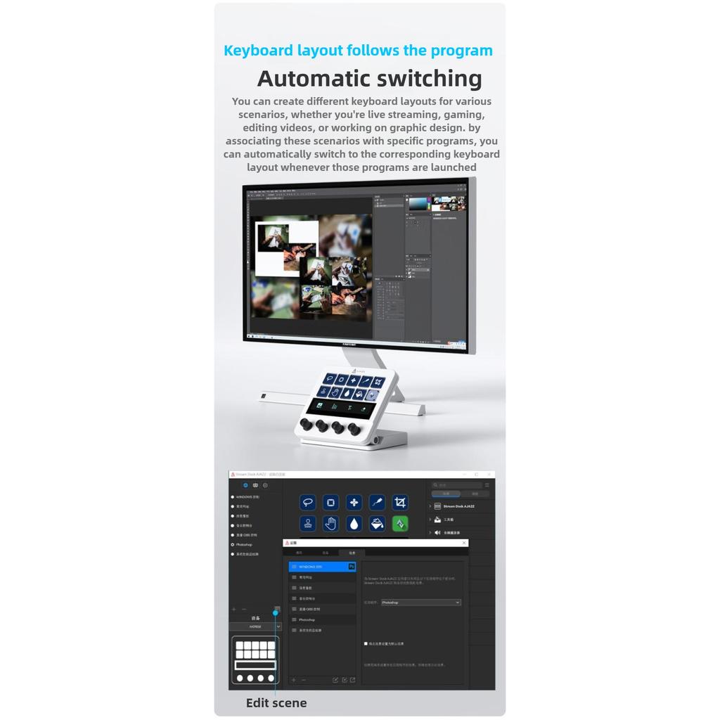 AJAZZ AKP05E Visual Mechanical Macro Keyboard, Programmable Console ...