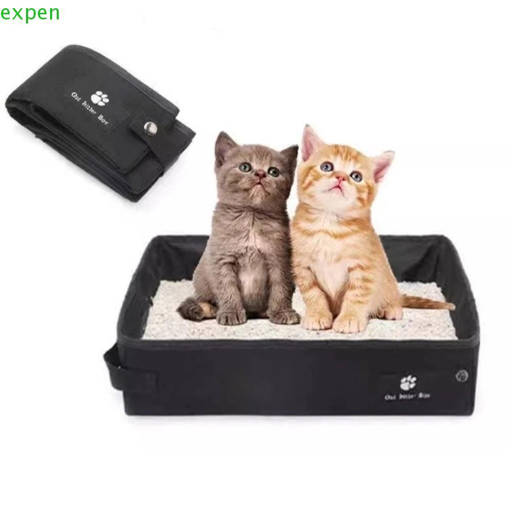 EXPEN Portable Cat Litter Box, Waterproof Oxford Pet Garbage Bin ...