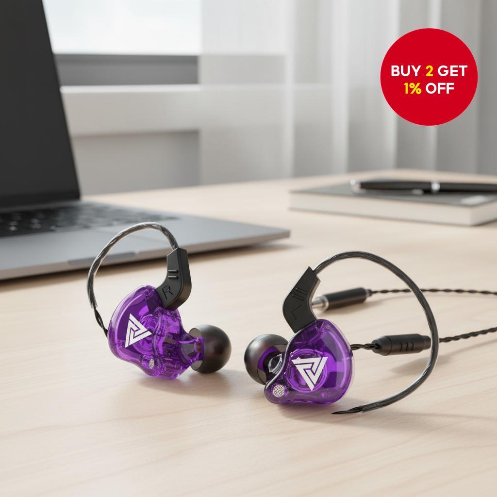QKZ AK6 In Ear Bluetooth Earphones 6 Dynamic Drivers Mic Integrated ...