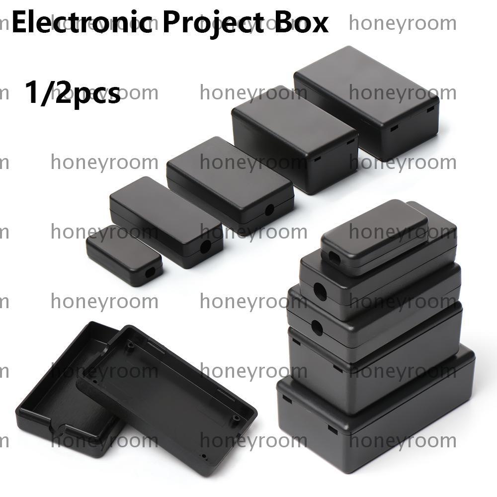 HONEYROOM 1/2pcs Electronic Project Box Black ABS Plastic DIY Enclosure ...
