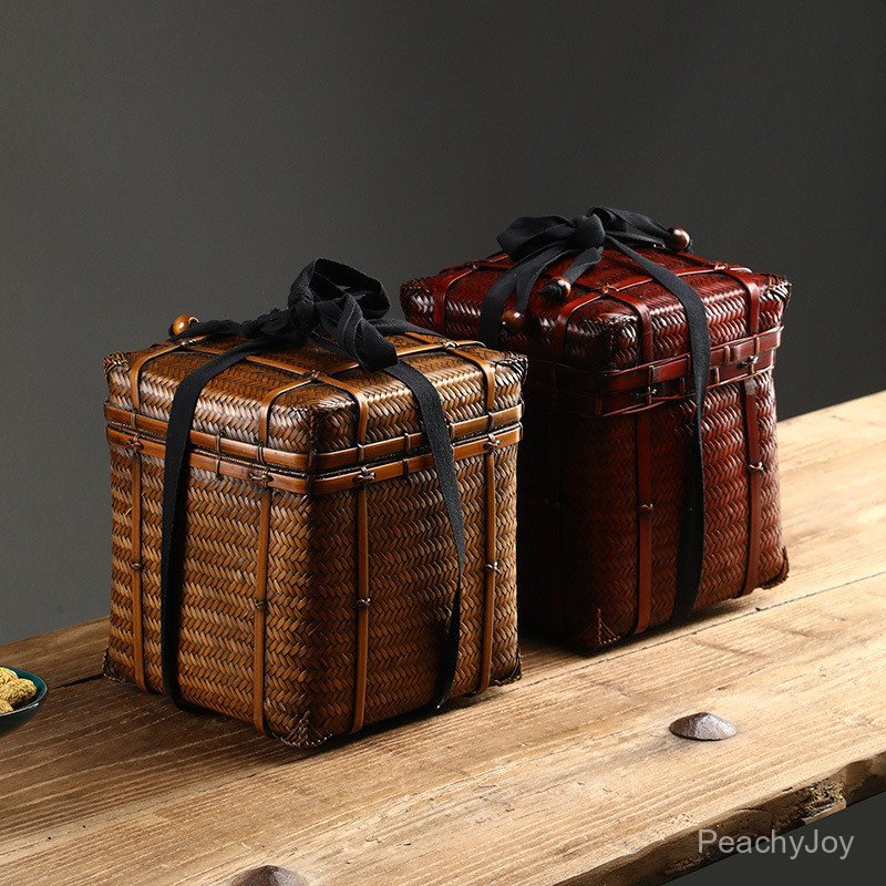 Bamboo Woven Square Storage Box Vintage Tea Cage Bamboo Box Tea ...