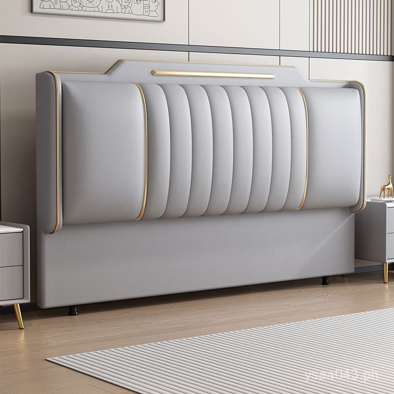 Light Luxury Double Bed Headboard Comfortable Solid Wood Tatami Bed ...