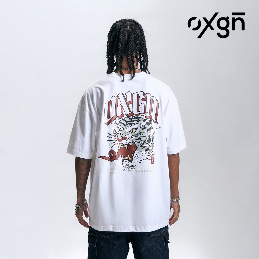 OXGN Logo Graphic Oversized T-Shirt For Men (White/Dark Gray) | Shopee ...