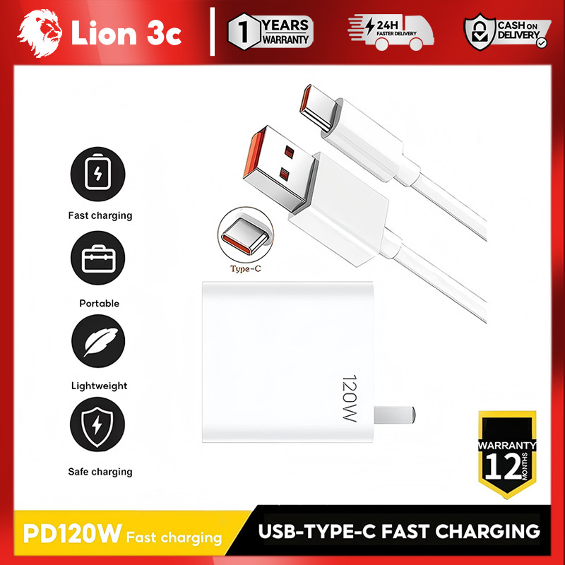 120W Turbo Fast Charger Type-C for Xiaomi Redmi POCO NFC 1Meter 6A USB ...