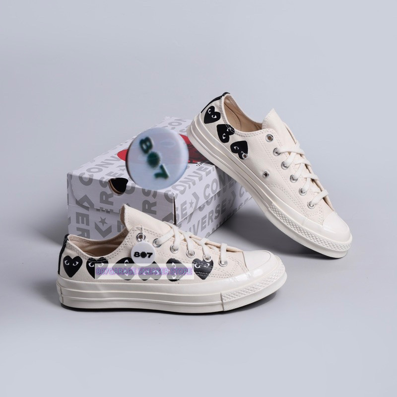 [ORIG] CDG Play Low Multi Heart White SHOES | Shopee Philippines