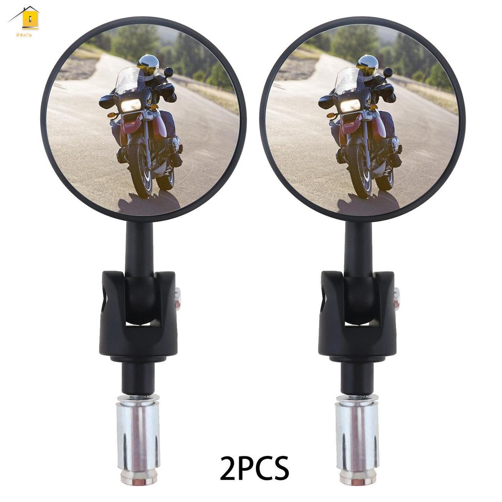 2PCS 7/8 Inch Foldable Motorcycle Side Mirrors - Convex Round Rear View ...