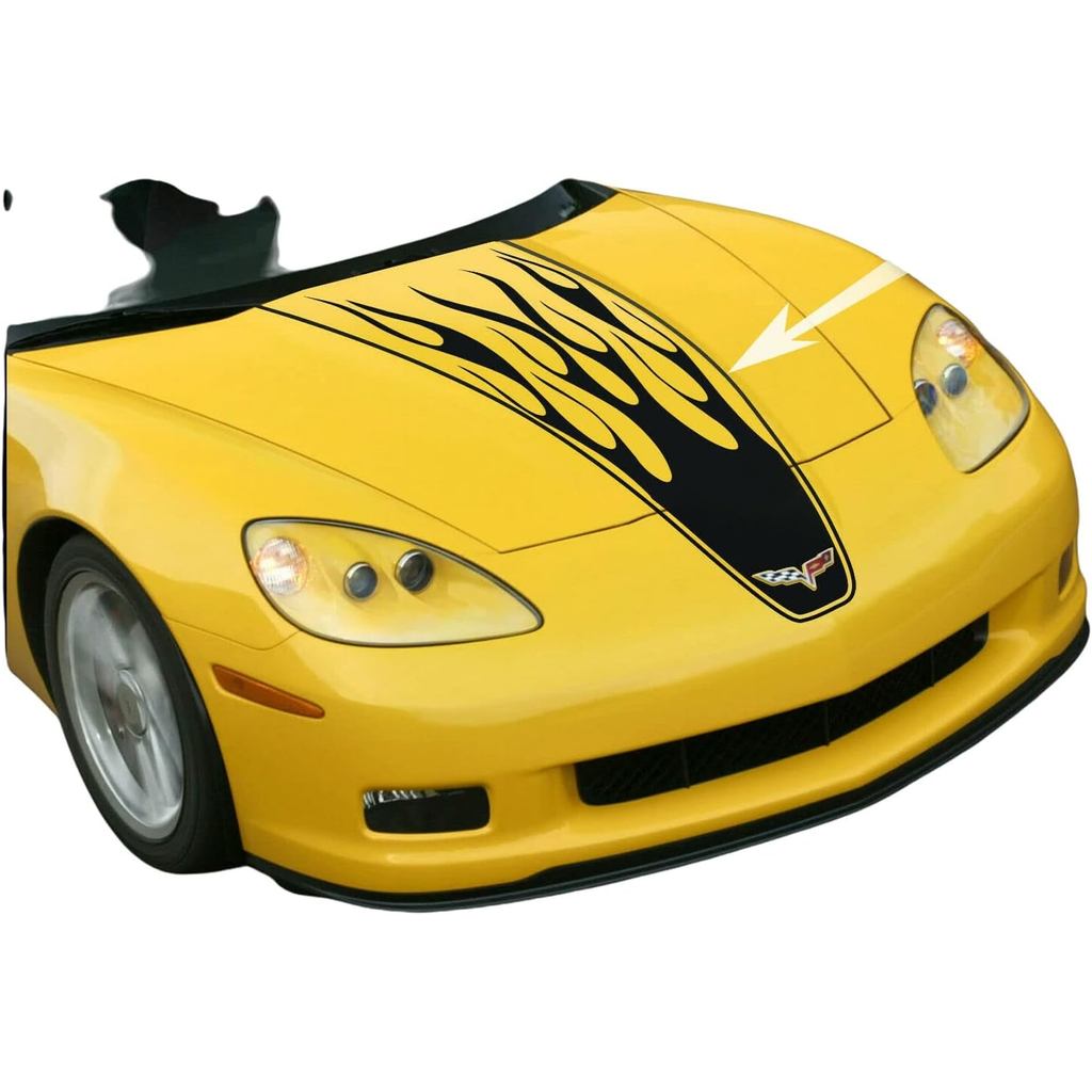 Hood Flames Racing Stripes Decals Graphics - Cheverolet Corvette c6 ...
