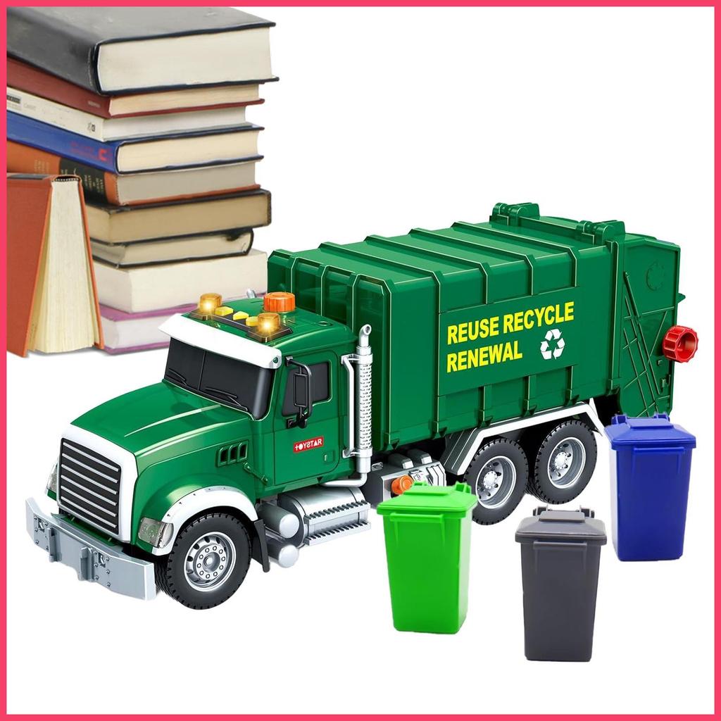 Logging Truck Toy Tow Truck Toy With 3 Trash Bins Log Truck Log Truck ...